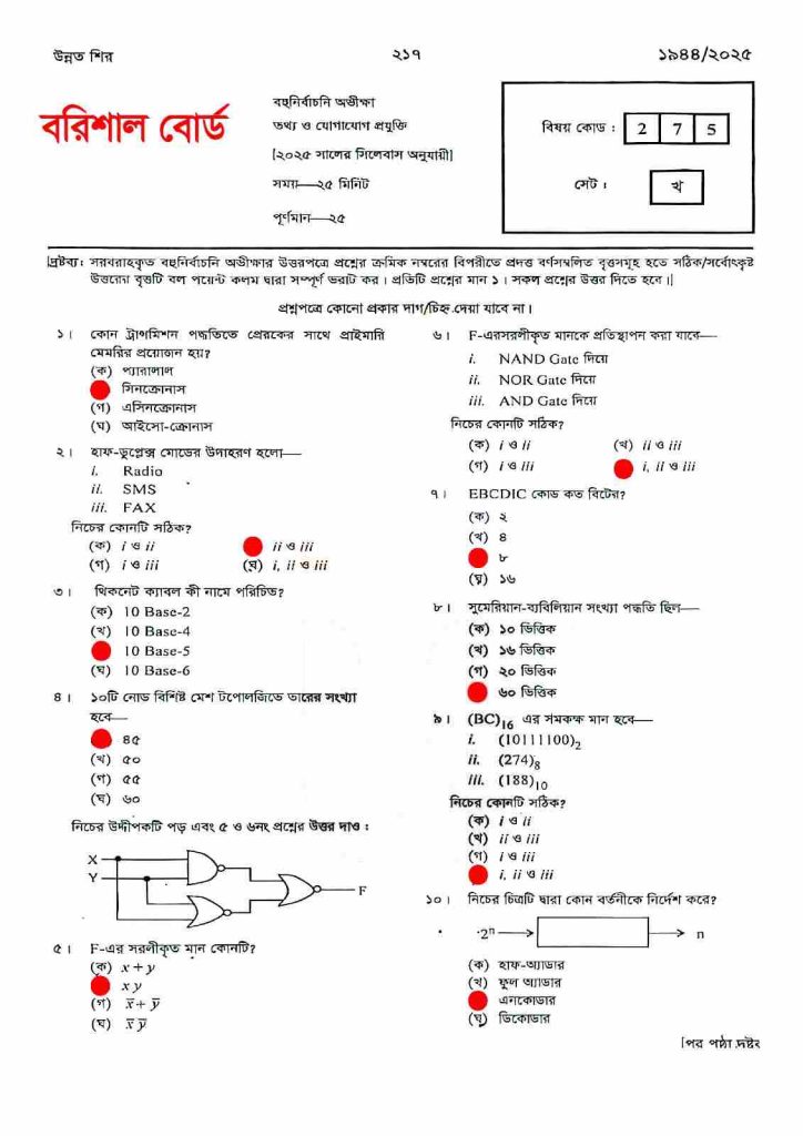HSC ICT Question Solution 2025 (All Boards) | Today’s MCQ Answer PDF - Written Result BD